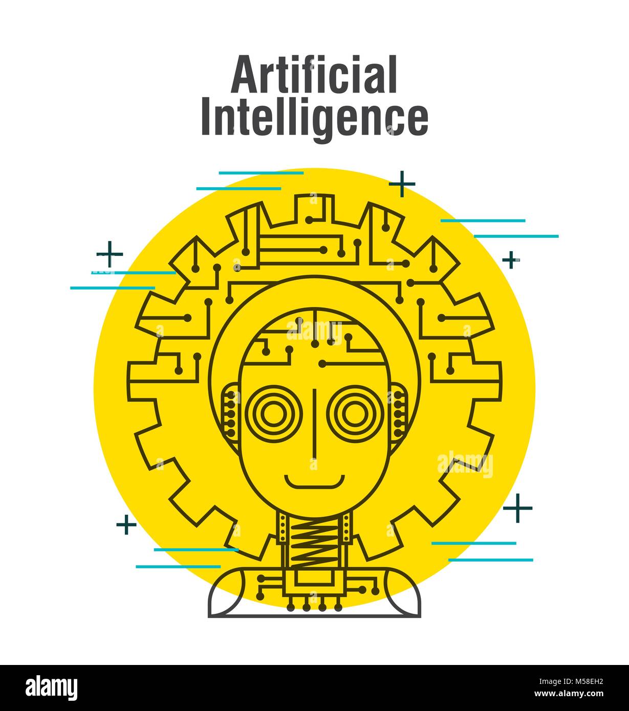 artificial intelligence robot gear thin line Stock Vector Image & Art - Alamy