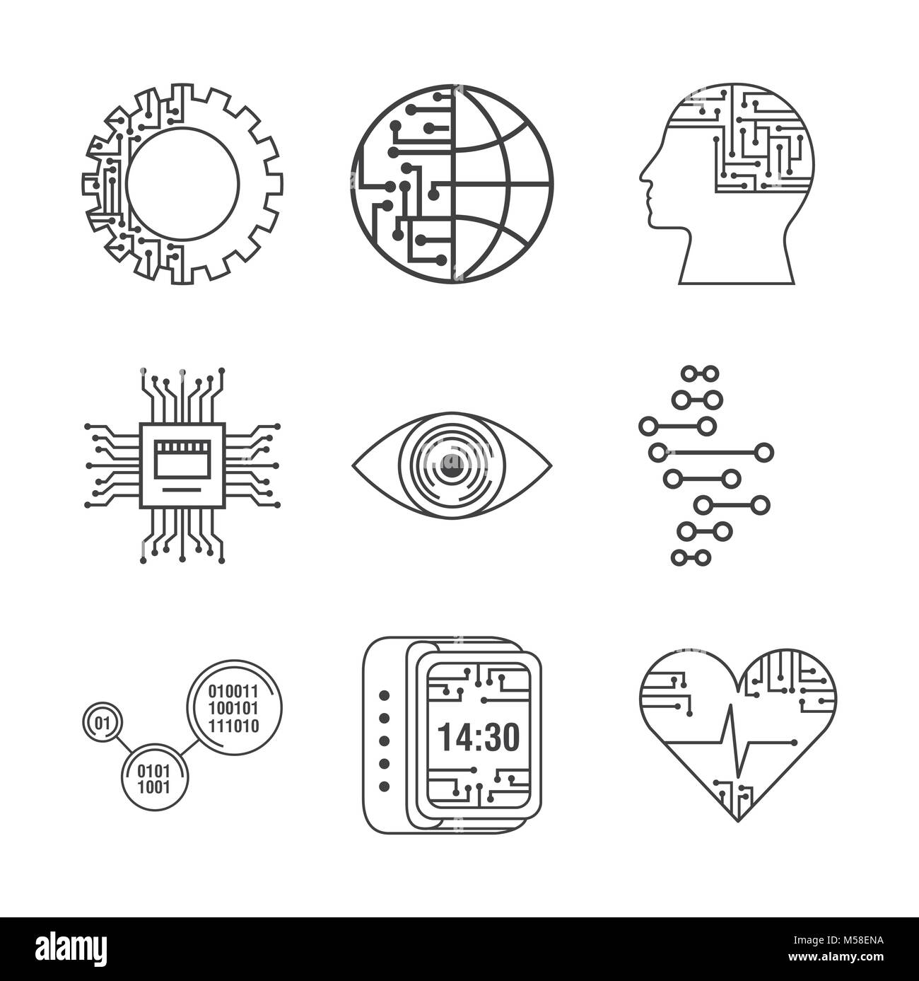 artificial intelligence technology innovation cyber icons Stock Vector ...