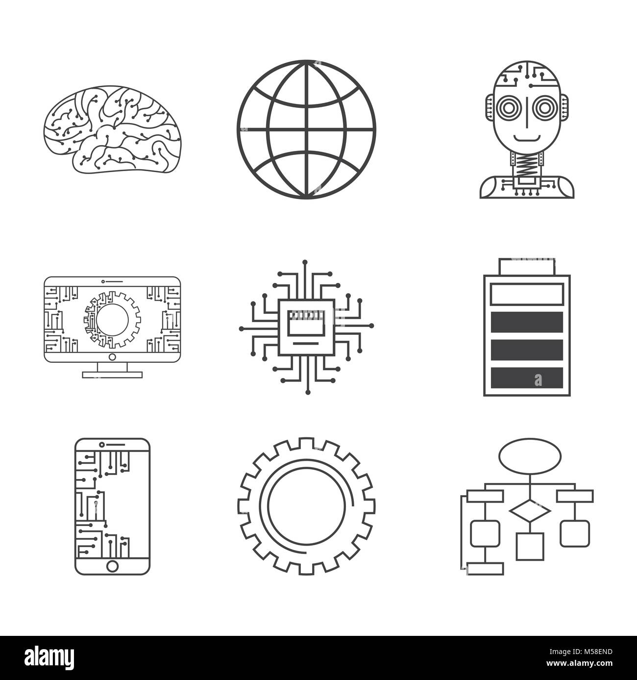 artificial intelligence technology innovation cyber icons Stock Vector ...