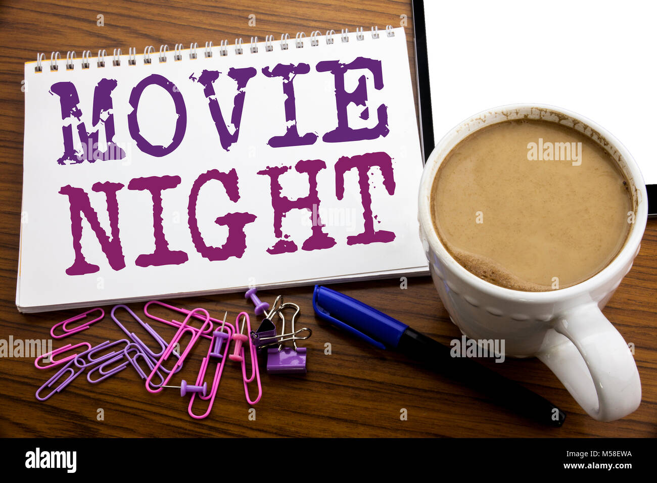 It is Movie Night message, Popcorn background and text Movie Night ...