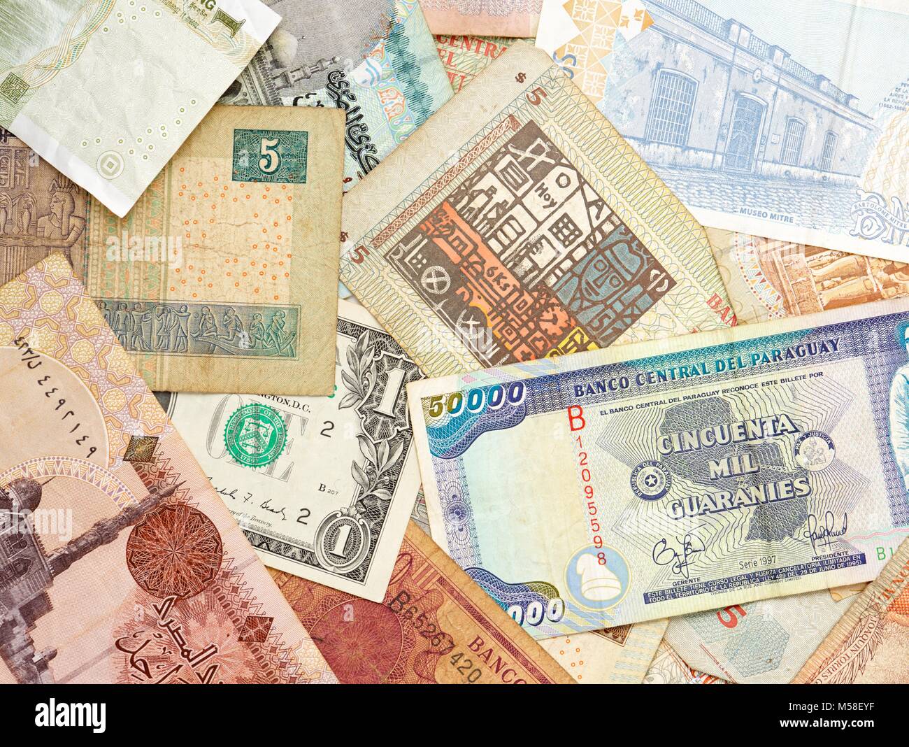 Group banknotes of different countries Stock Photo - Alamy