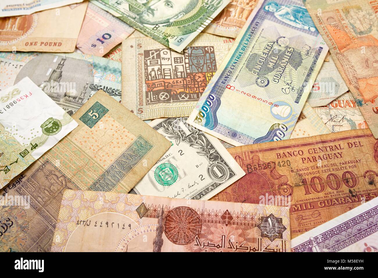 Group banknotes of different countries Stock Photo - Alamy