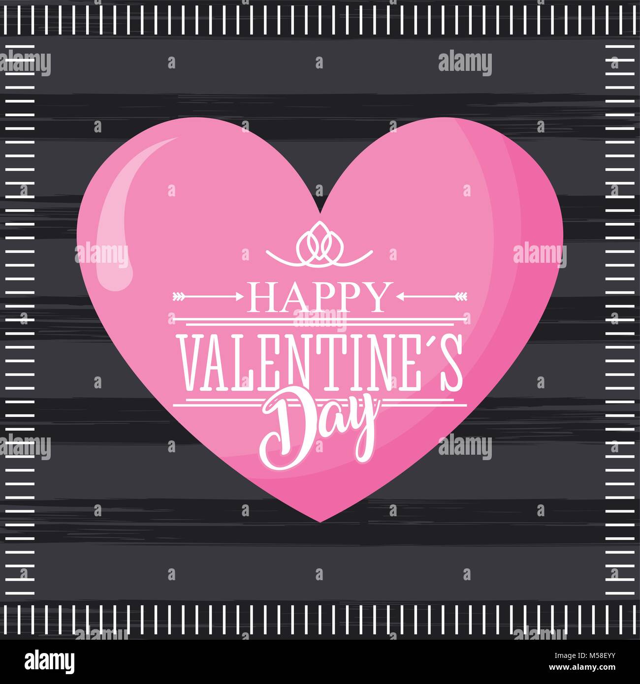happy valentines day card pink cute heart and dark background Stock ...