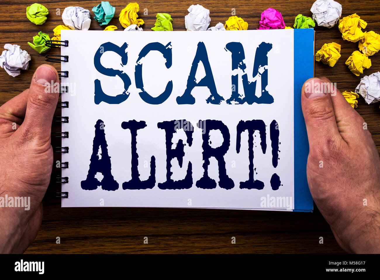 Scam alert text written hi-res stock photography and images - Alamy