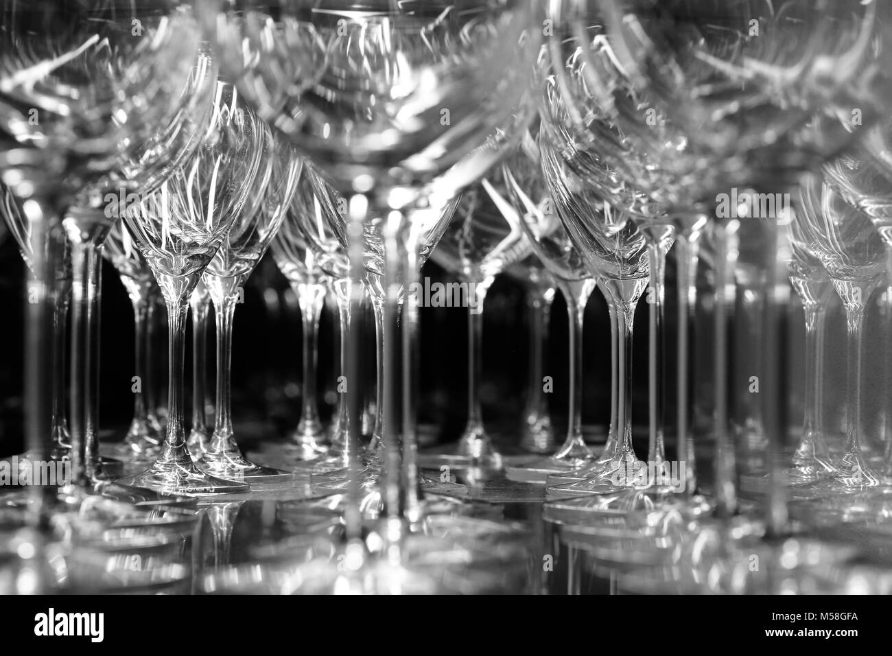 Empty glasses on dark background Stock Photo - Alamy