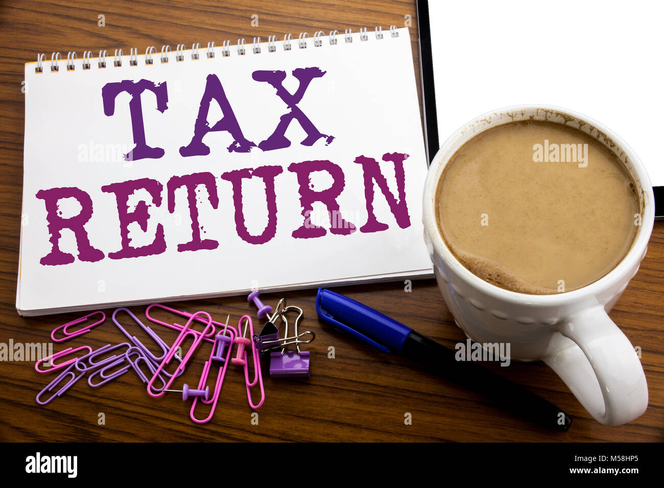 Hand writing text caption inspiration showing Tax Return. Business ...