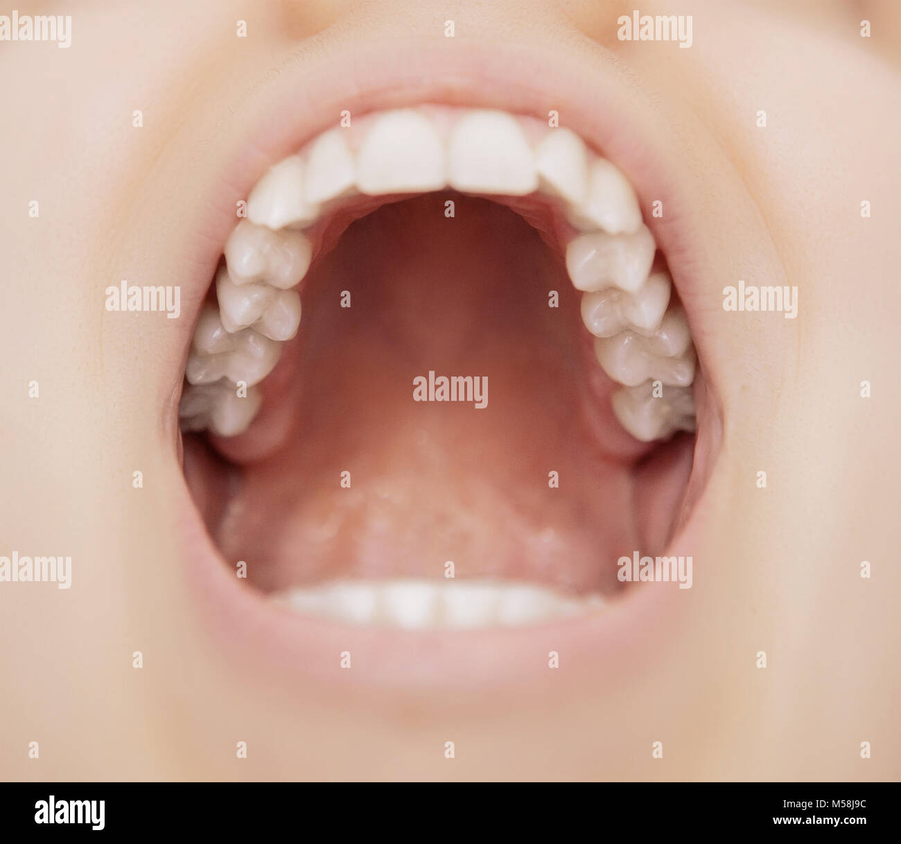Open mouth with white tooth, dental care Stock Photo - Alamy