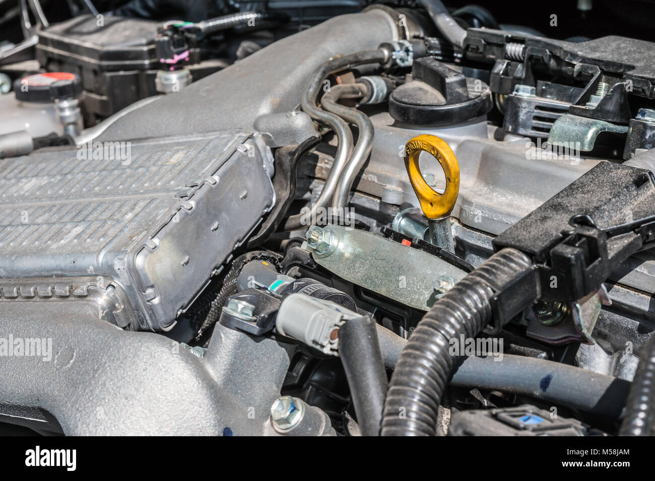 View on engine block of a modern car Stock Photo - Alamy
