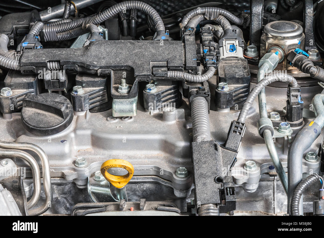 View on engine block of a modern car Stock Photo - Alamy