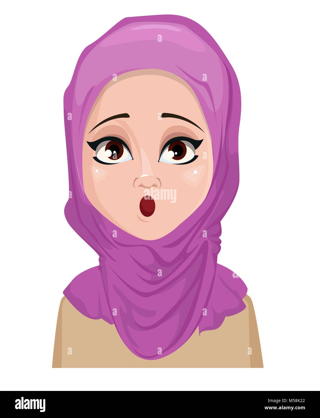 Face expression of Arabic woman - surprised. Female emotions ...