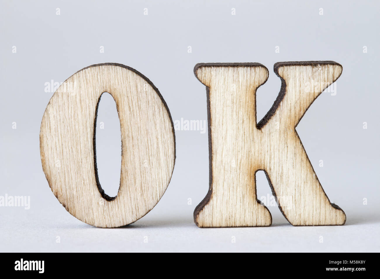 Word ,OK, made of wooden letters Stock Photo - Alamy