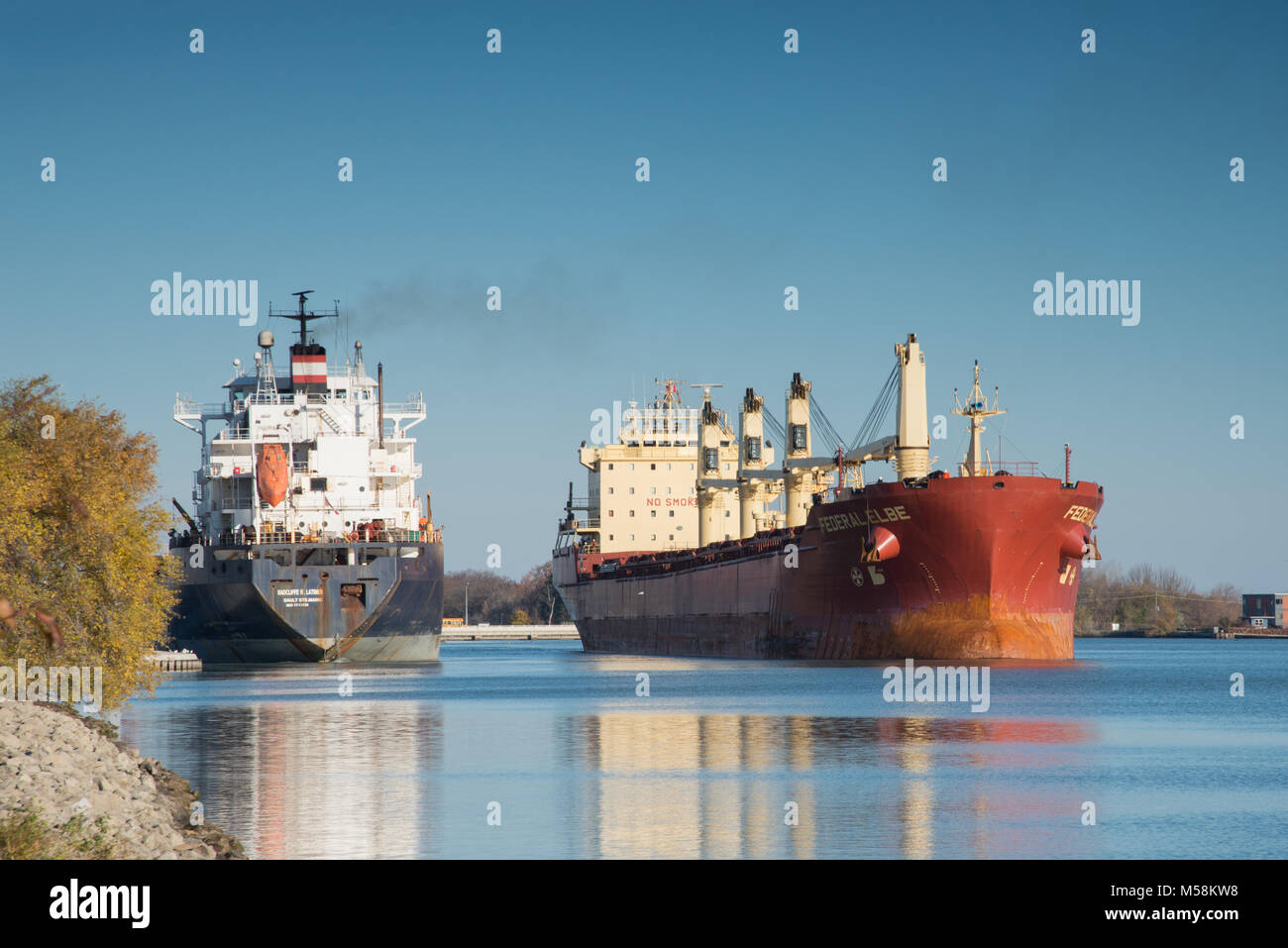 Federal Elbe Bulk Carrier passing through the Welland Canal as the ...