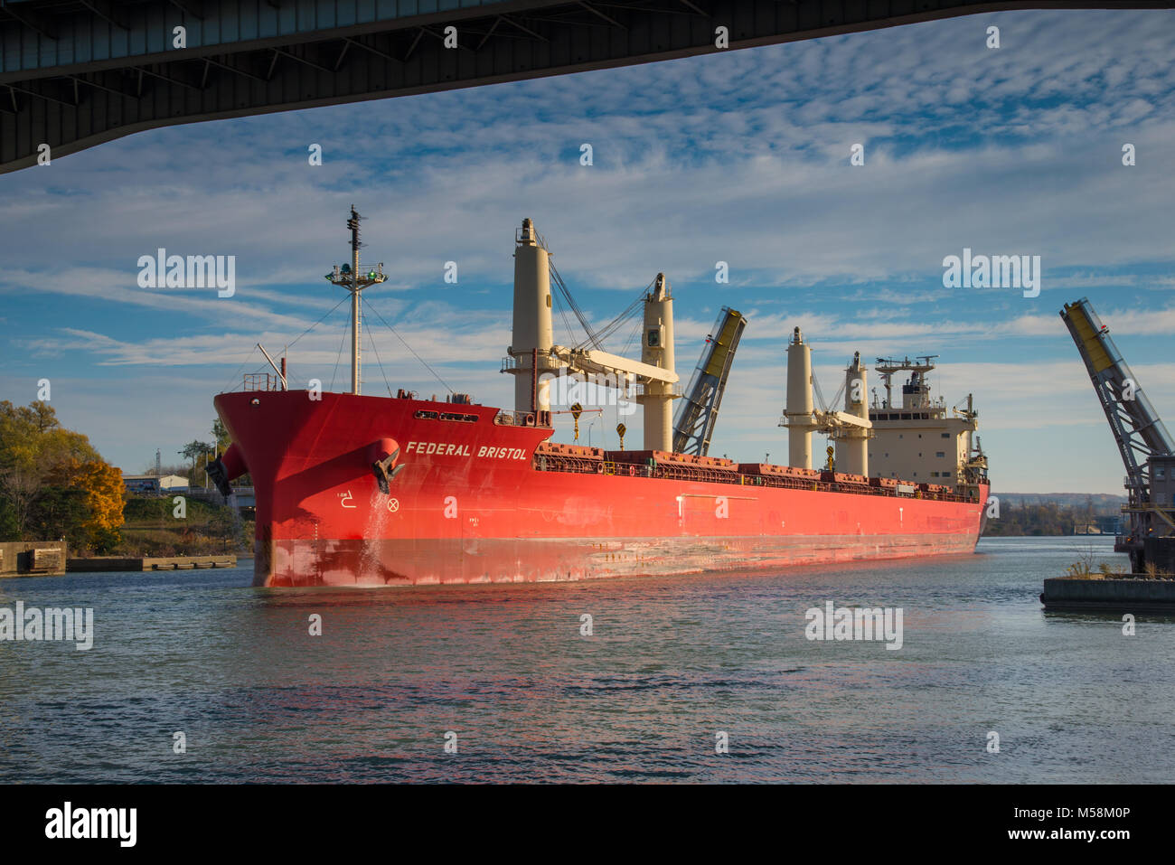 The Federal Bristol lake freighter passing through the Welland Canal ...