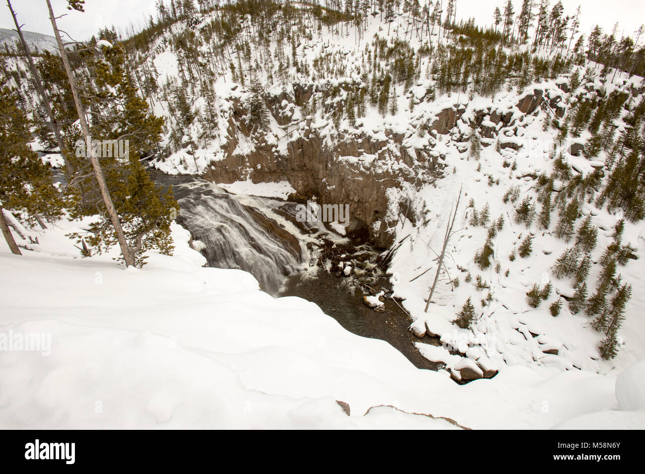 Overhead view of Upper Falls of Yellowstone River in Yellowstone ...