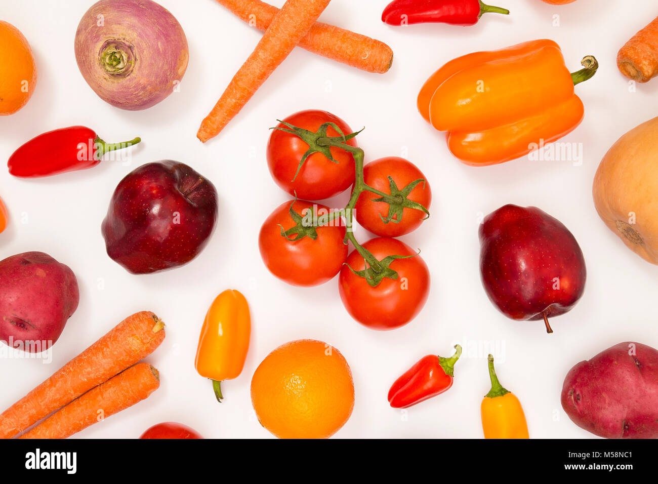 A Background of Assorted Red and Orange Fruits and Vegetables - Perfect ...
