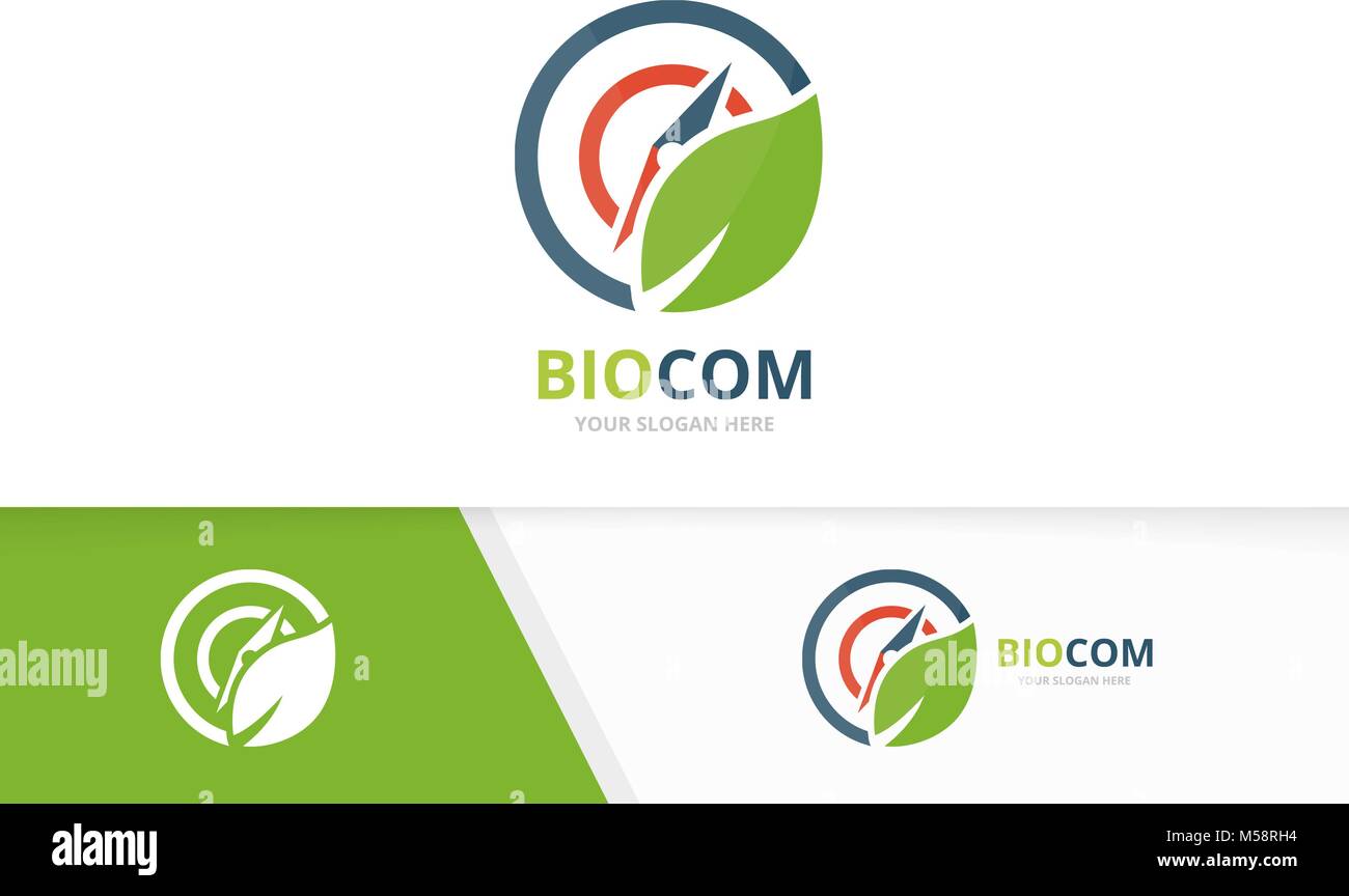 Vector compass and leaf logo combination. Navigation and eco symbol or ...