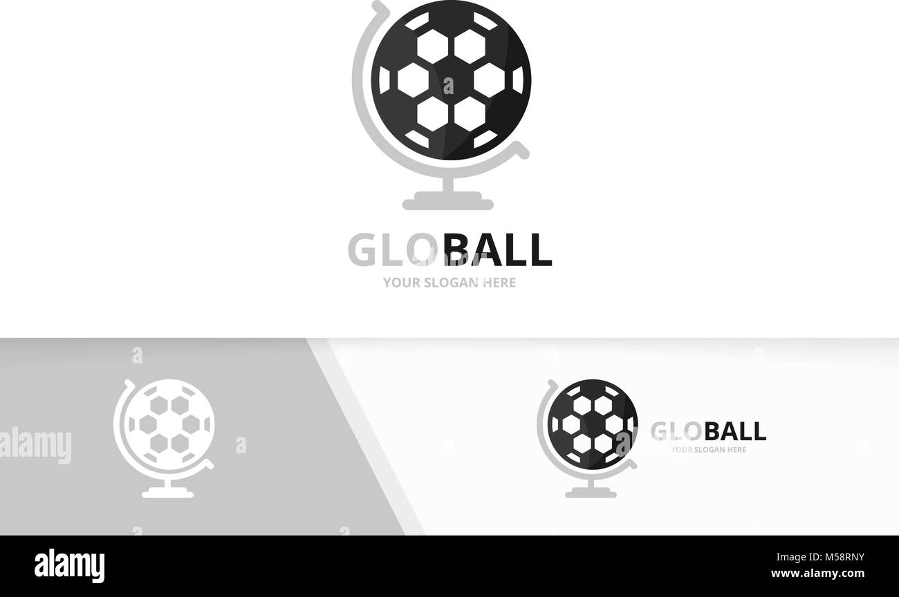 Vector soccer and globe logo combination. Ball planet symbol or icon ...