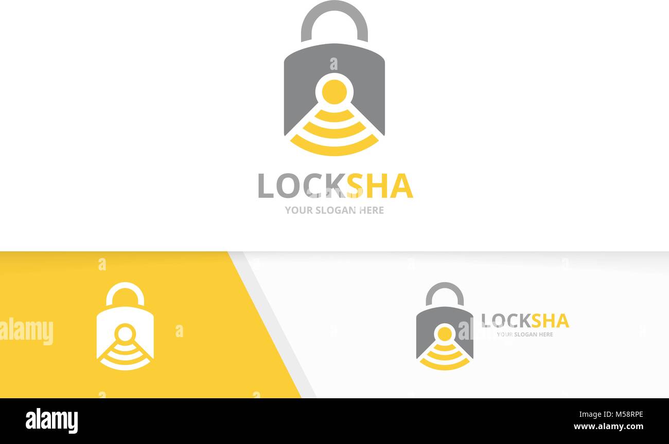 Vector lock and wifi logo combination. Safe and signal symbol or icon ...
