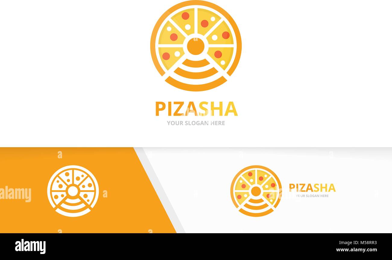 Vector pizza and wifi logo combination. Food and signal symbol or icon ...