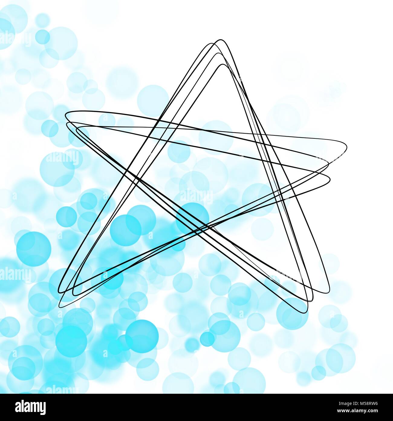 minimalist drawing of a star drawn with black lines and blue bubbles ...