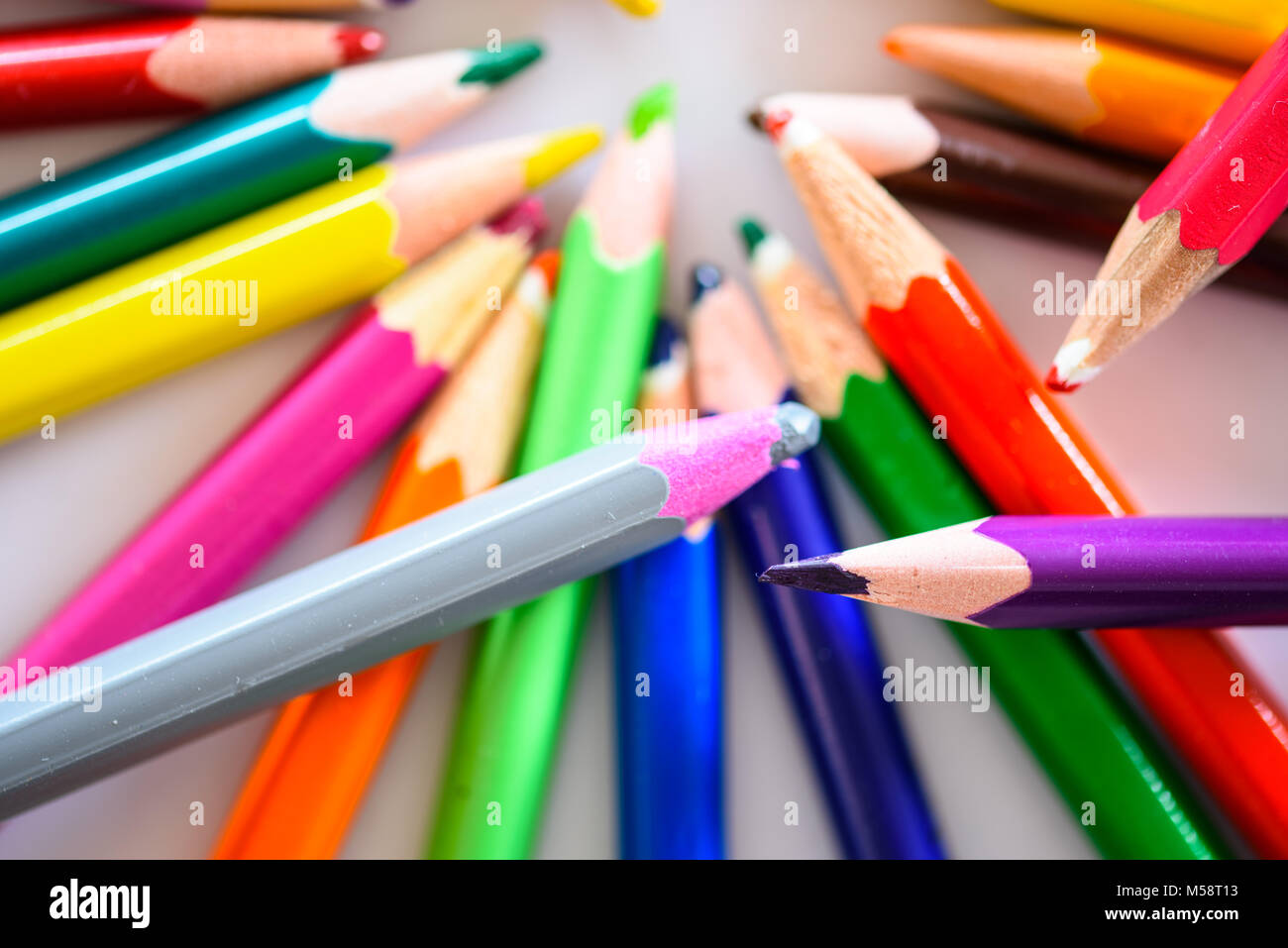 Old colored children's crayons Stock Photo - Alamy