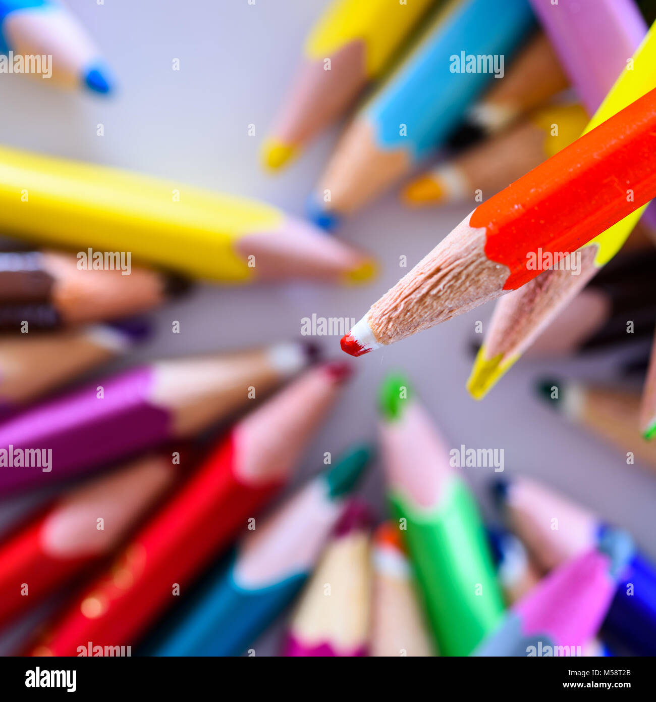Old colored children's crayons Stock Photo - Alamy