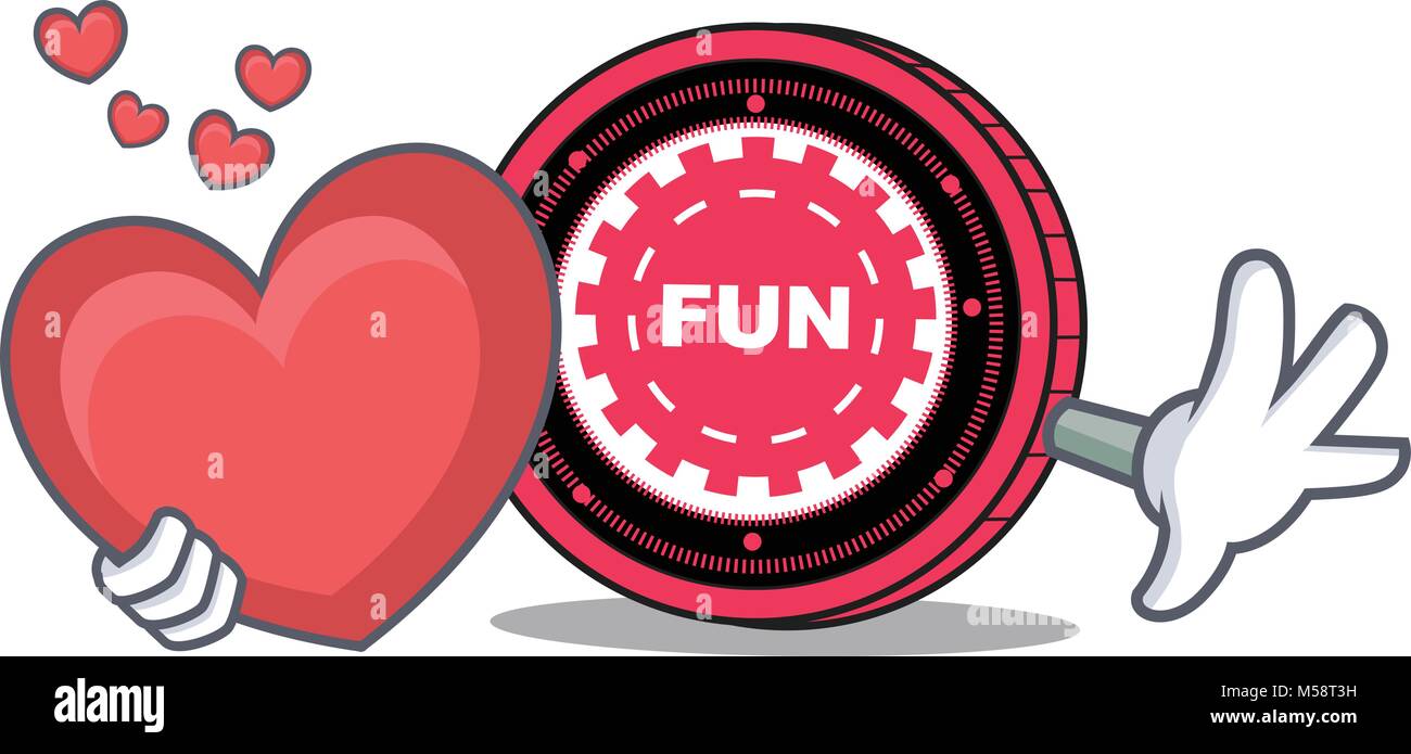 With heart FunFair coin mascot cartoon Stock Vector Image & Art - Alamy