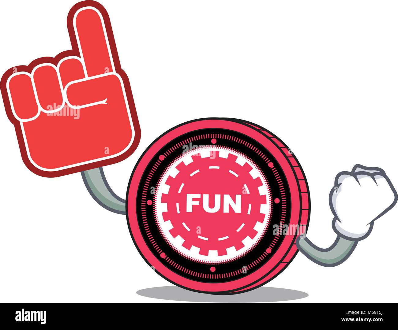 Foam finger FunFair coin mascot cartoon Stock Vector Image & Art - Alamy