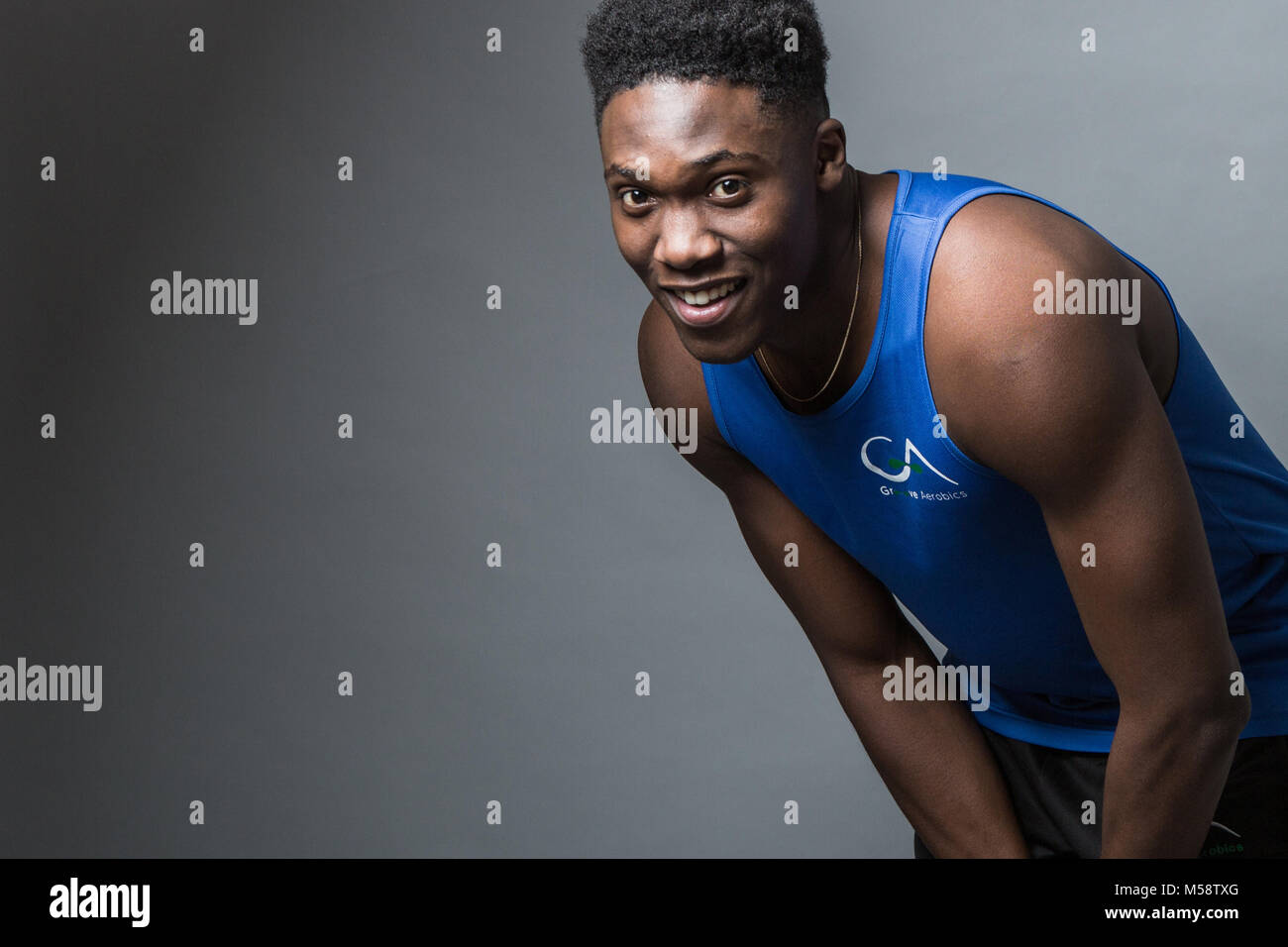 Young black male dancer / fitness instructor shot in studio Stock Photo ...