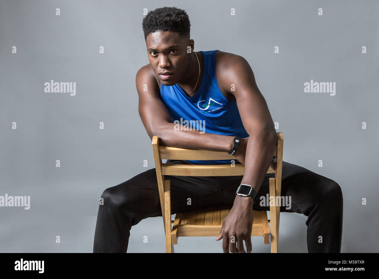 Young black male dancer / fitness instructor shot in studio Stock Photo ...