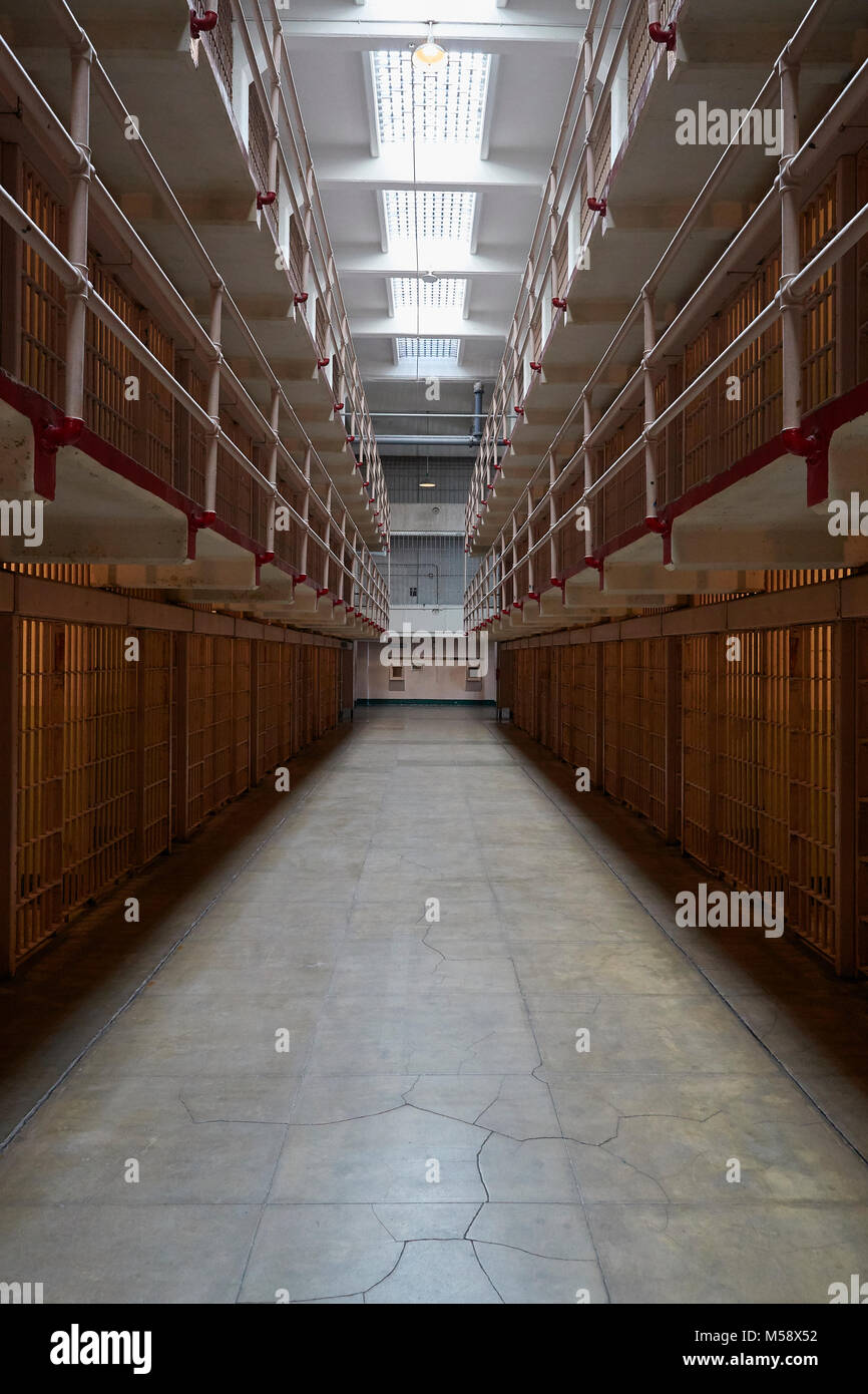 Interior Of The Cellhouse At Alcatraz Prison, San Francisco, California ...