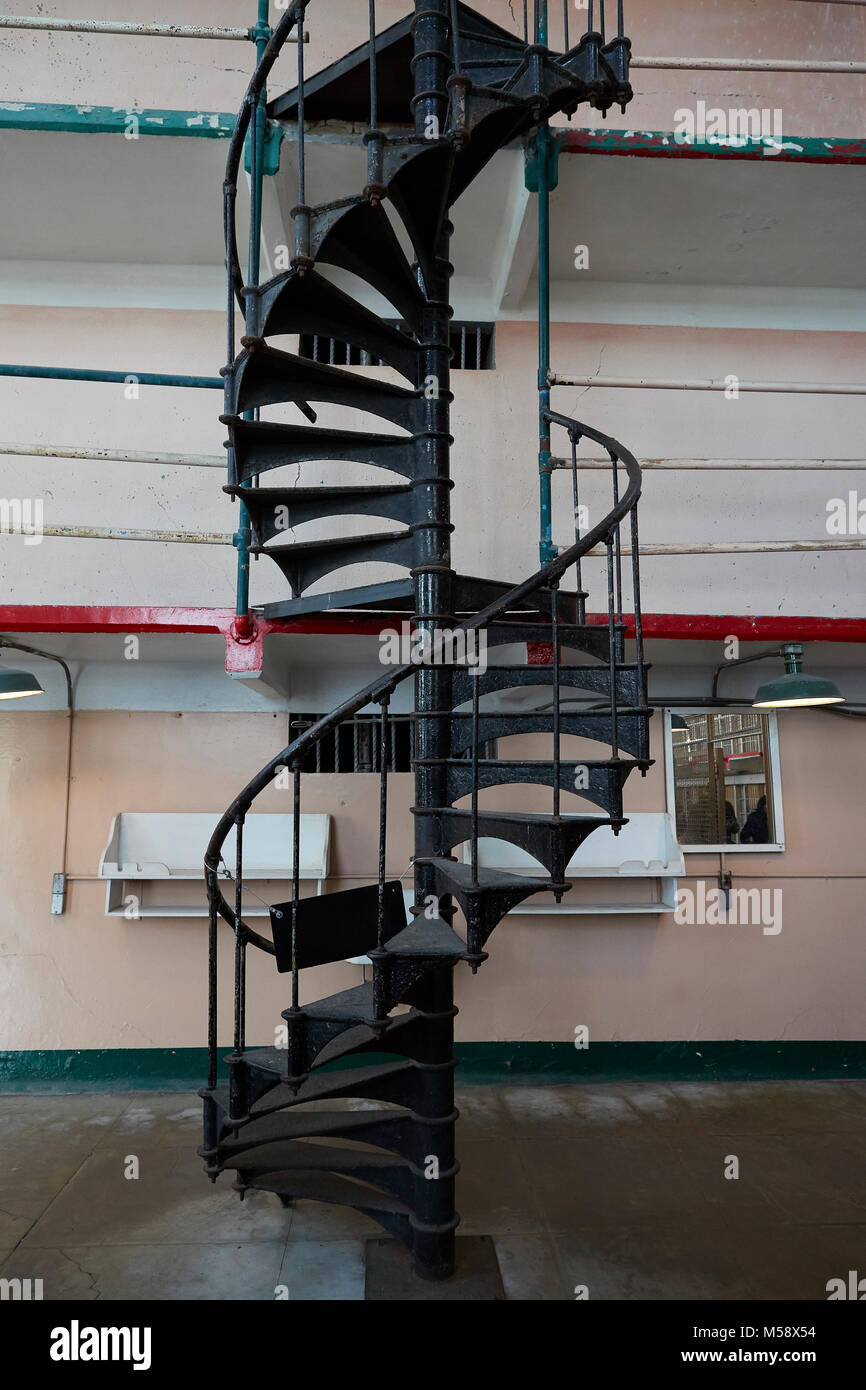 Metal Spiral Staircase In Alcatraz Prison, San Francisco, California ...