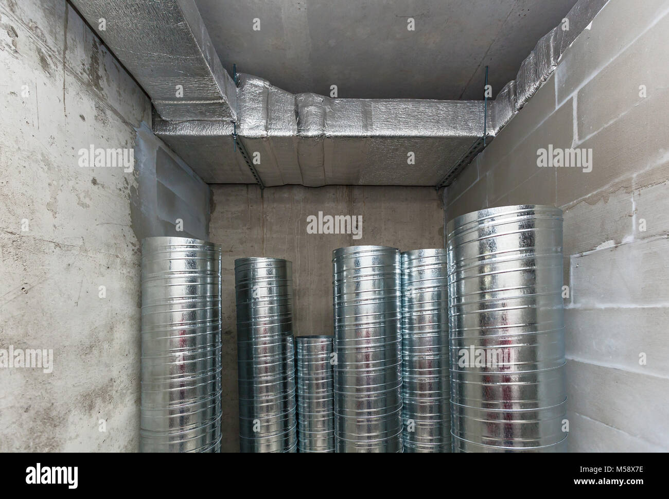 Aluminum air pipe for air duct Stock Photo - Alamy