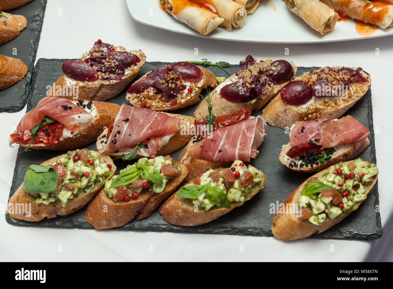 Canape for a buffet table, appetizer Stock Photo - Alamy
