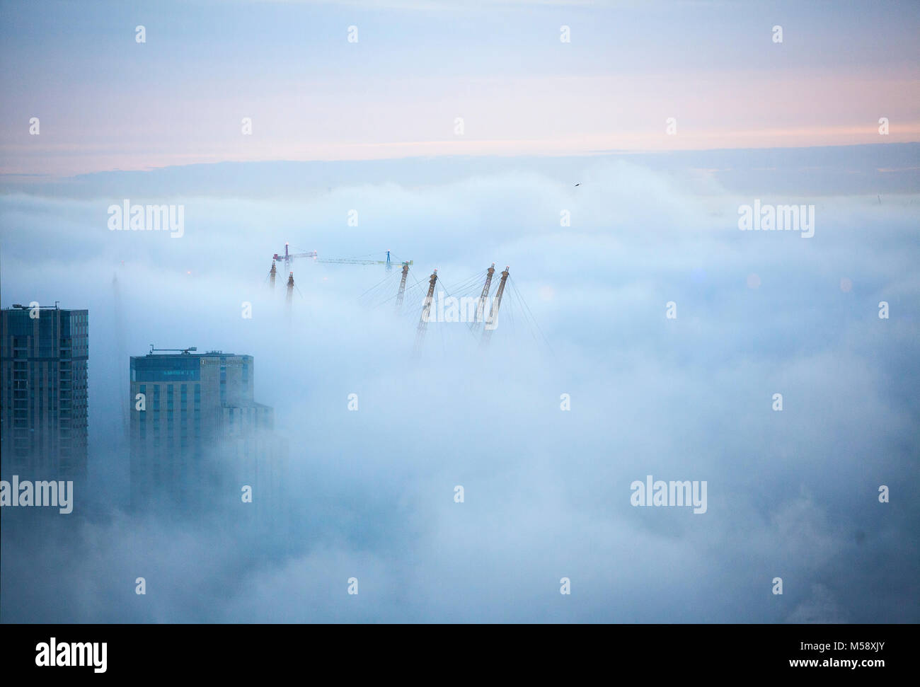 O2 arena in the Fog Stock Photo - Alamy