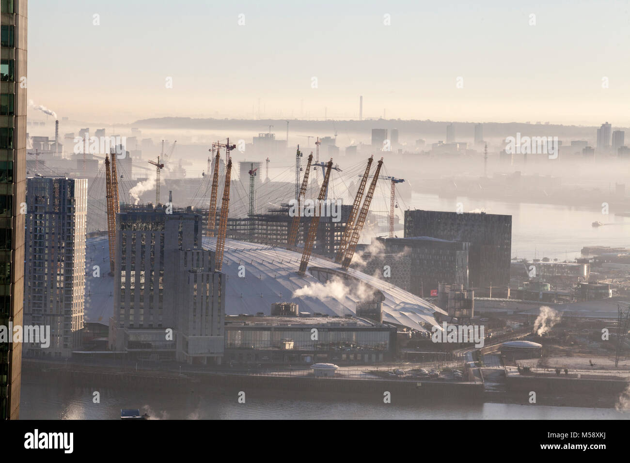 Misty View of the o2 Arena Stock Photo - Alamy