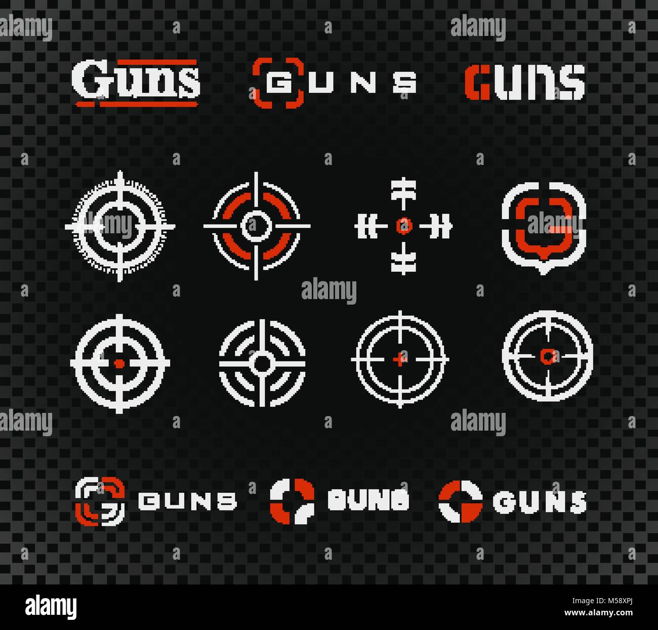 Shooting range vector template and icon collection. Guns or other ...