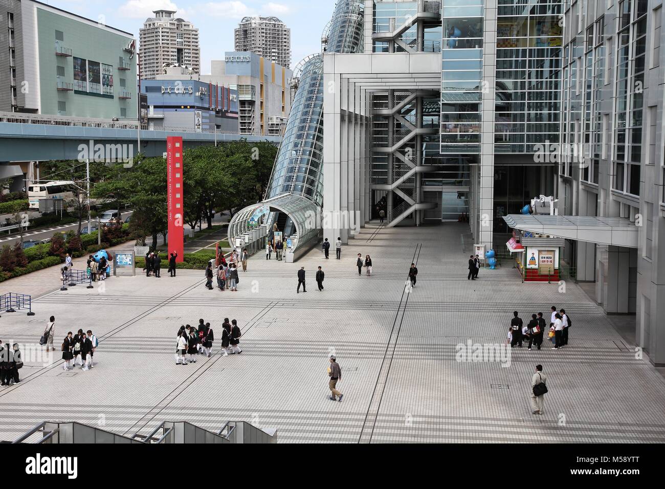 TOKYO, JAPAN - MAY 11, 2012: People visit Fuji TV building in Tokyo ...