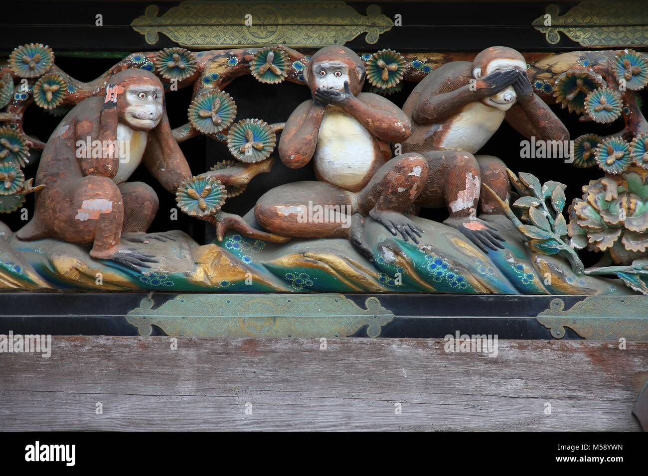 Three Wise Monkeys at Toshogu Shrine, Japan Stock Photo - Alamy