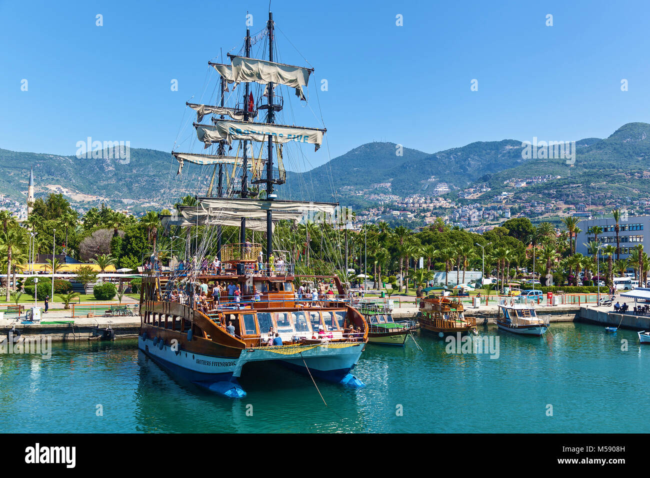 Pirate tourist boats in the port of Alanya Stock Photo - Alamy