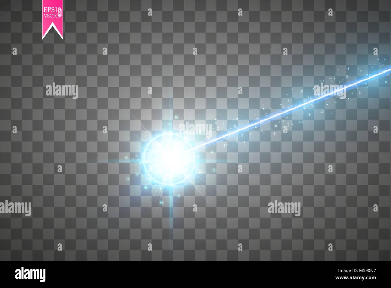 Abstract blue laser beam. Laser security beam isolated on transparent ...