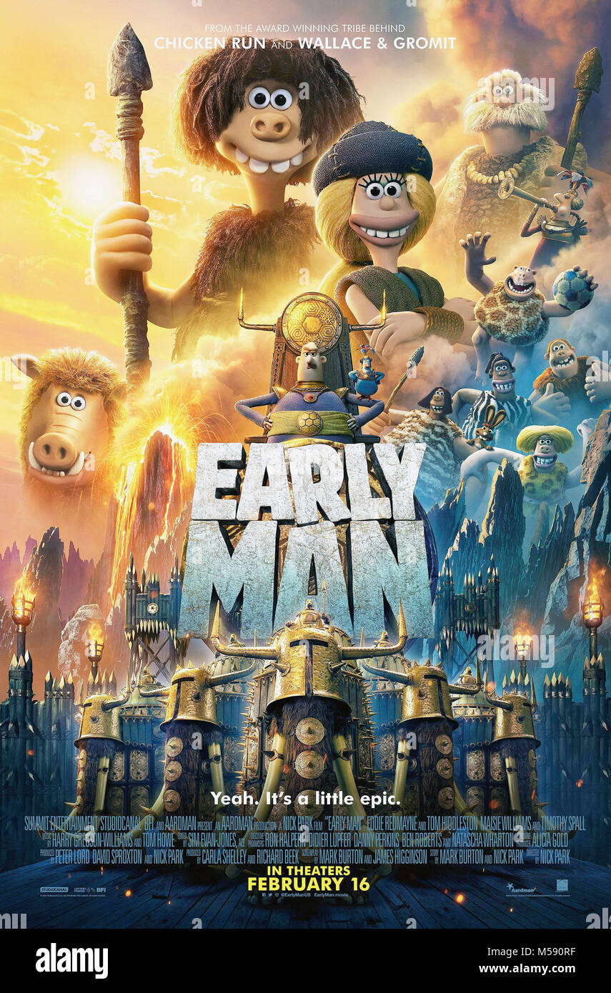 EARLY MAN, US poster, from left: Hognob, Dug (voice: Eddie Redmayne ...