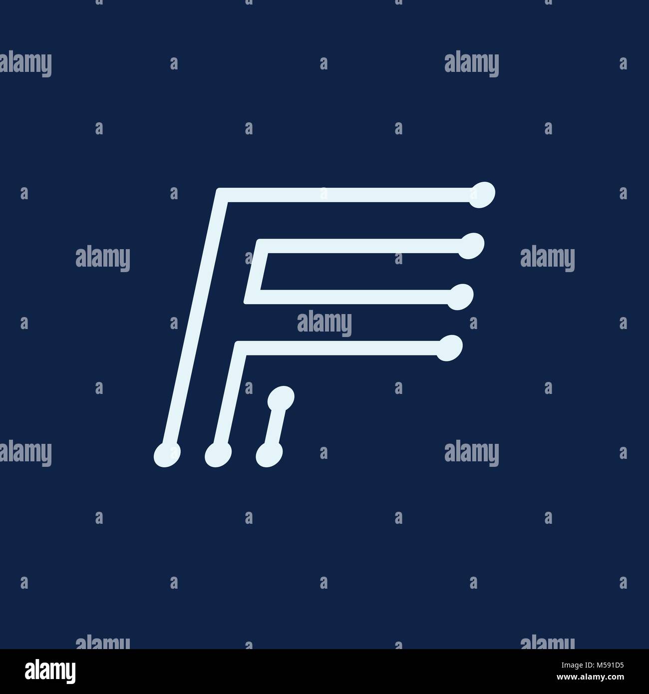 Letter F. Font maze italic, vector geometric alphabet on dark ...