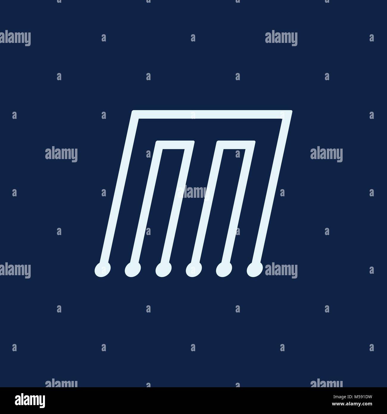 Letter M. Font maze italic, vector geometric alphabet on dark ...