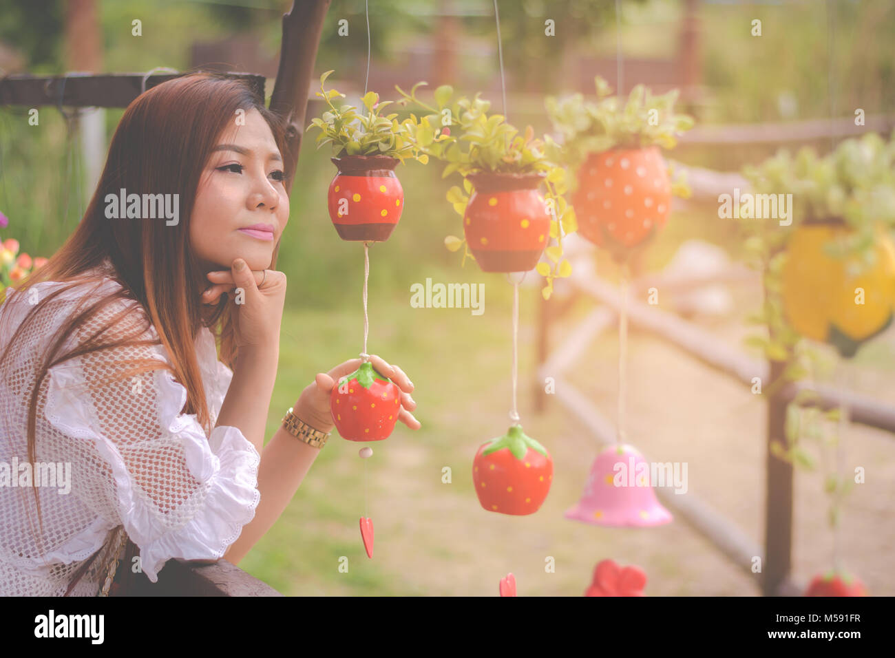Portrait close up woman face feeling fresh and soft Stock Photo - Alamy