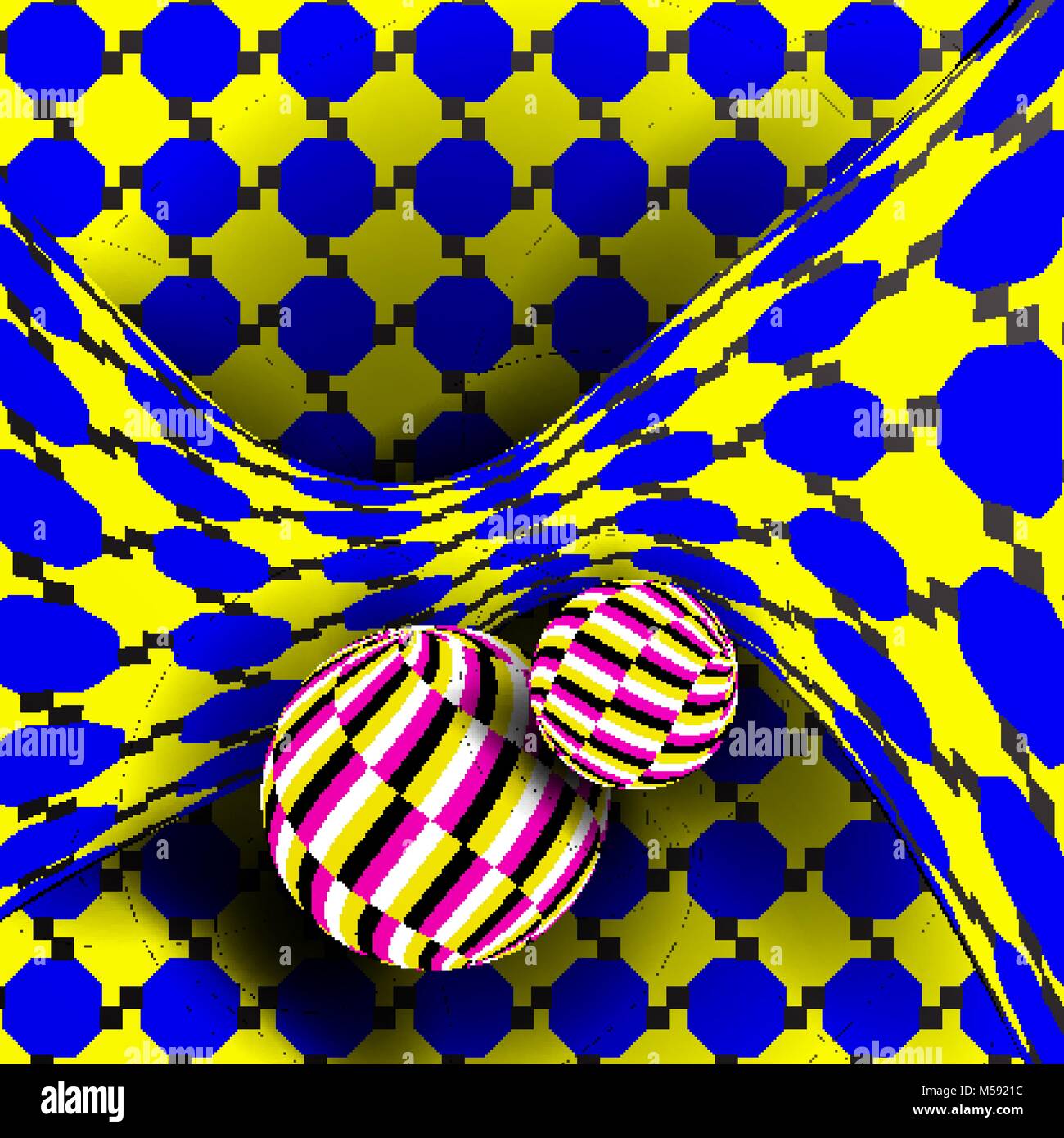 Illusion Vector. Optical 3d Art. Rotation Dynamic Optical Effect. Swirl ...