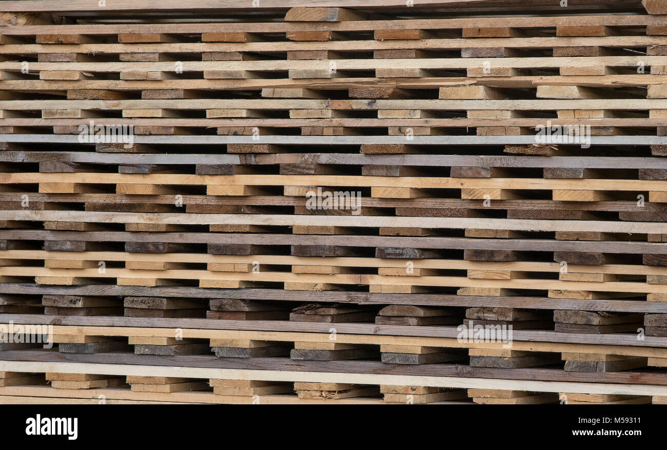 stack of wood used in the transport warehouse Stock Photo - Alamy