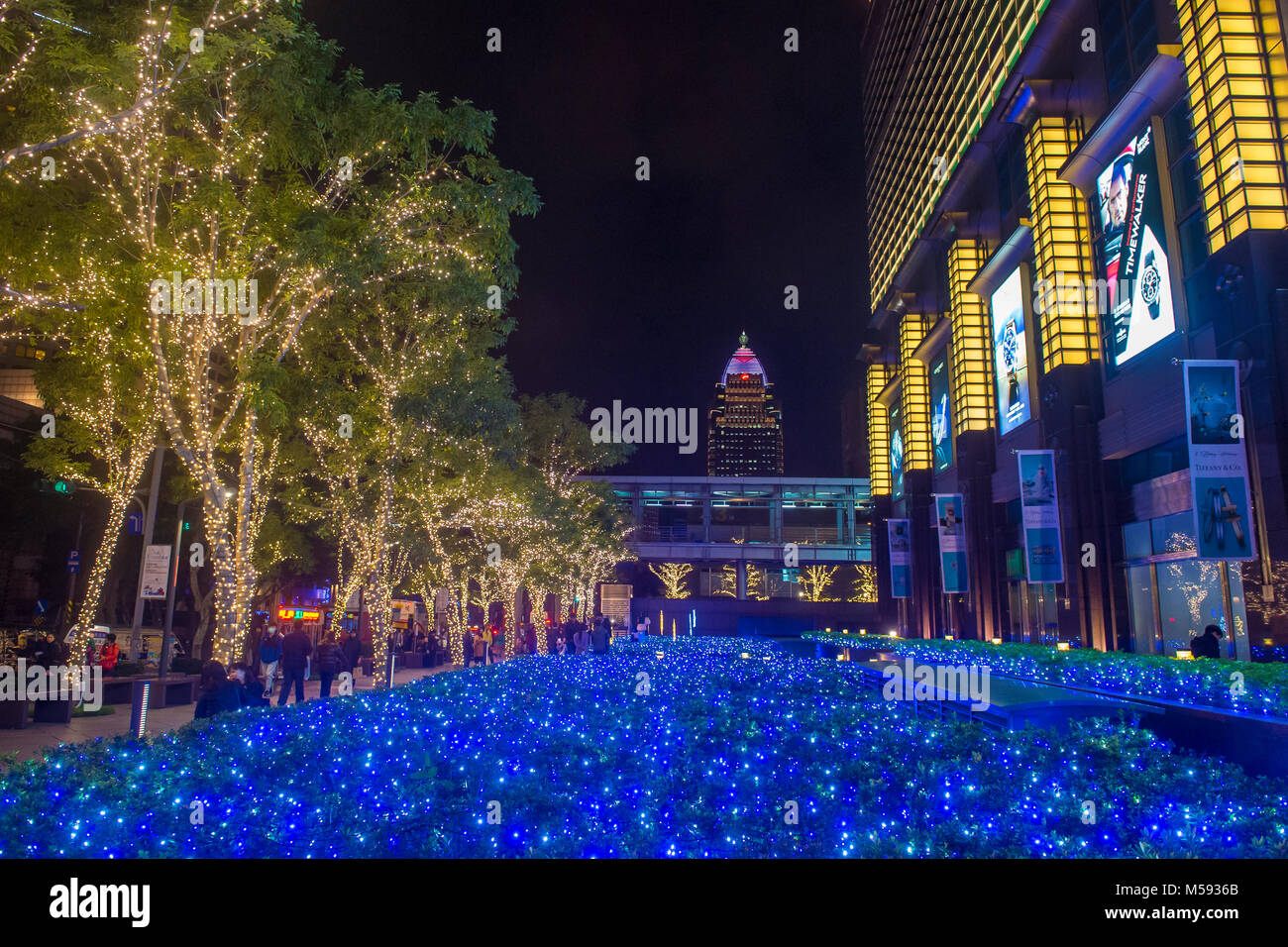 Christmas lights and decorations in downtown Taipei Taiwan Stock Photo ...
