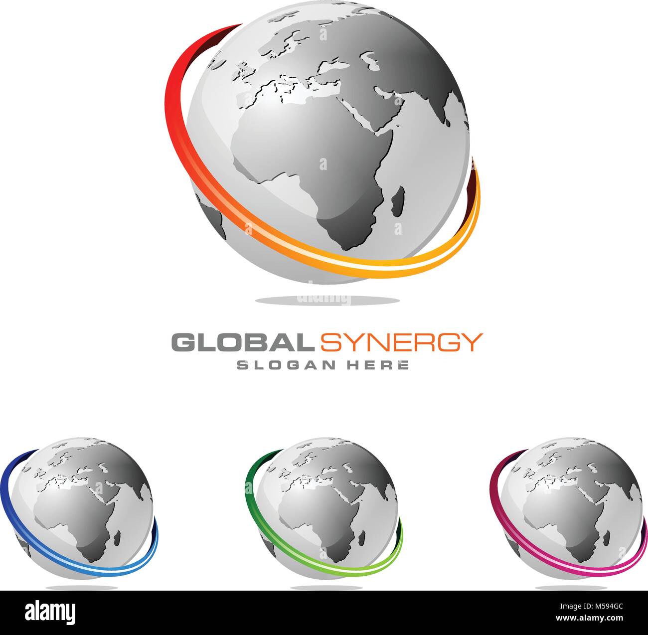 Global logo with ring sphere and digital world motion vector logo ...