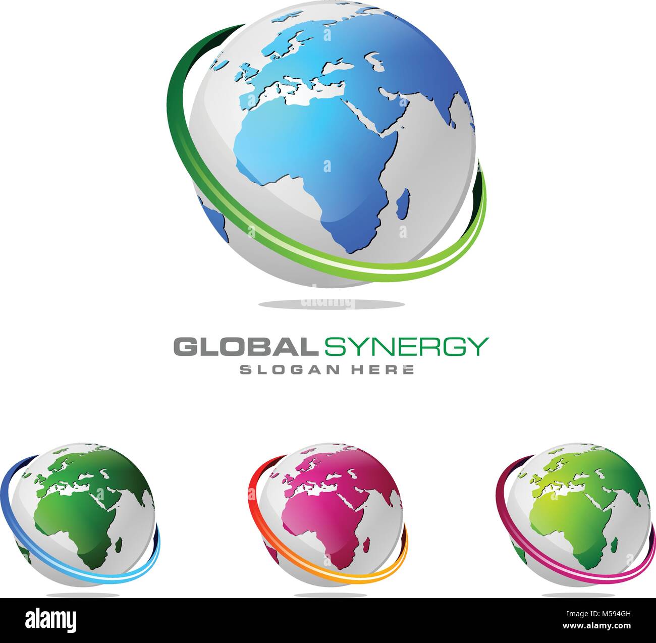Global logo with ring sphere and digital world motion vector logo ...